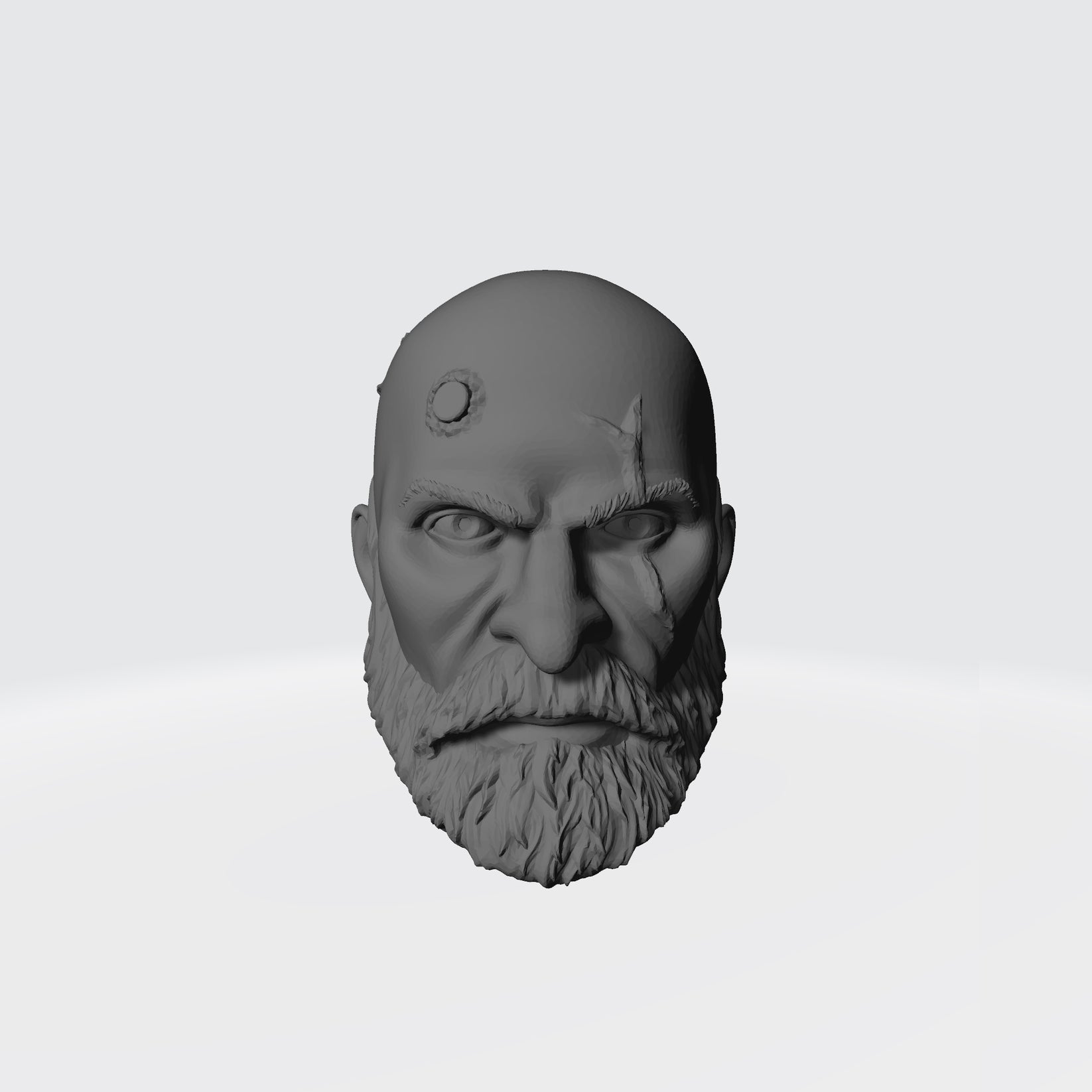 Grizzled Veteran Warrior Bare Head Bald with Scars and Service Studs ...
