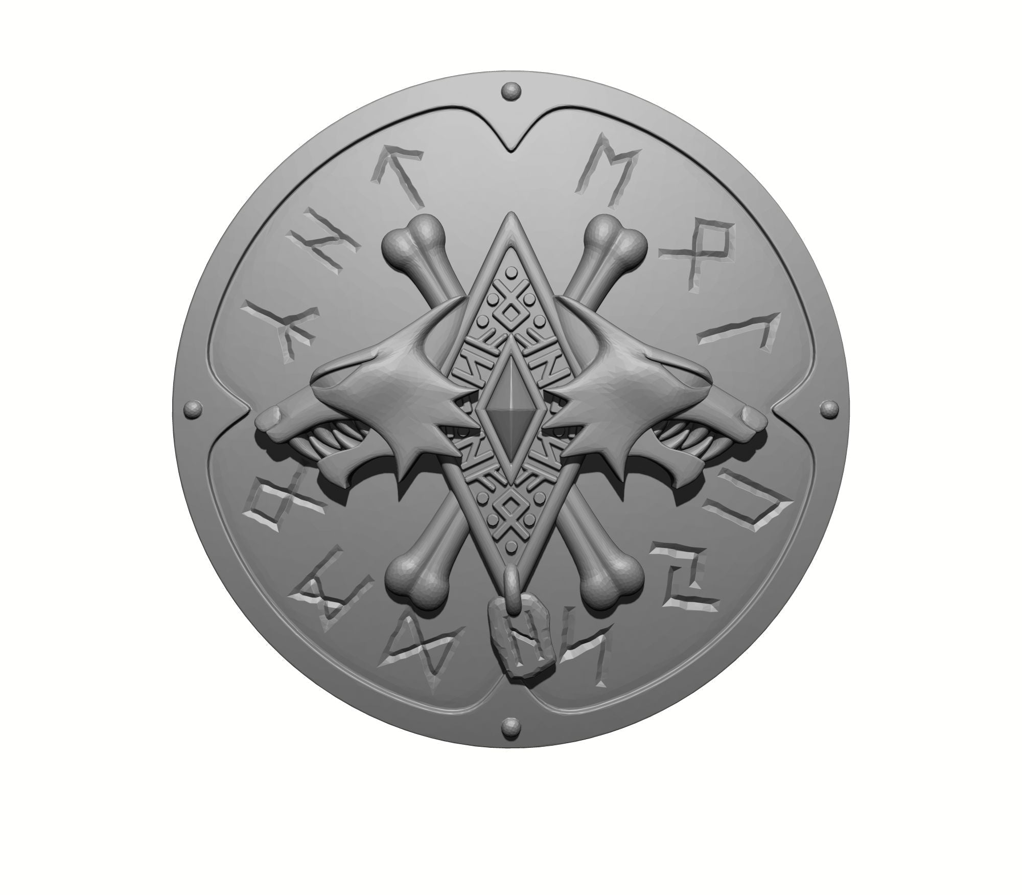Wolf Legions Double Wolf Round Shield with Runes for McFarlane Toys Lo ...